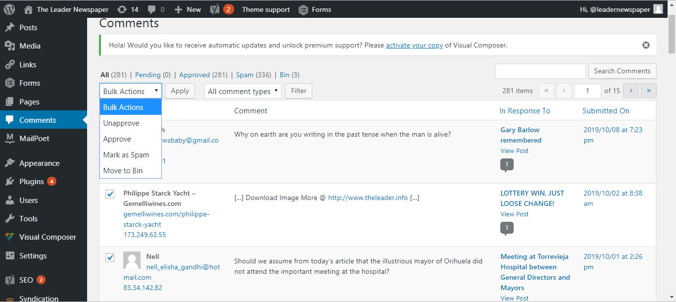 How to delete all comments on Wordpress; 3 easy ways to delete Spam and ...